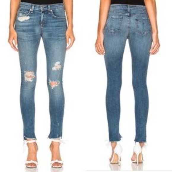 rag & bone | Jeans | Womens Rag Bone Blue Commodore Raw Hem Inch Skinny ...